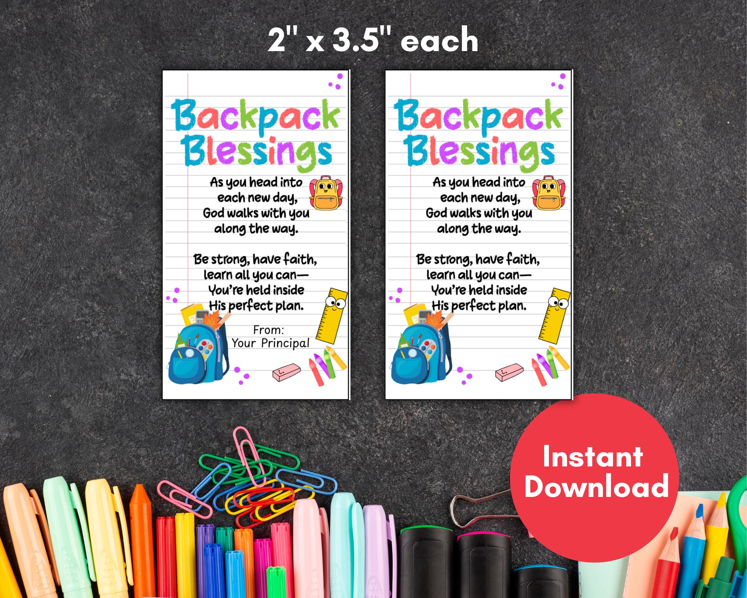 Backpack Blessing Tag, EDITABLE Bless This Backpack, Christian School ...