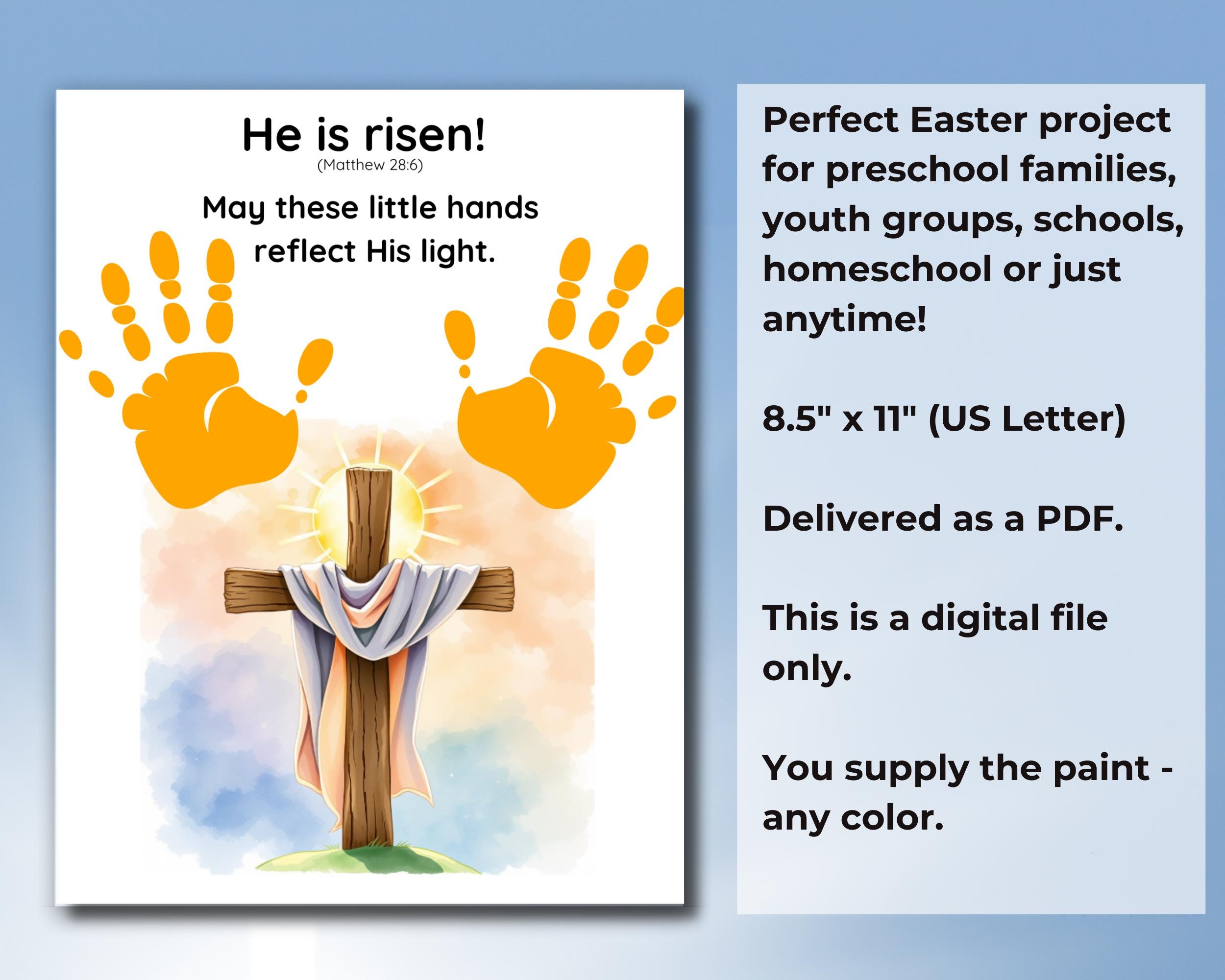 He is Risen Handprint, Easter Handprint Cross, Easter Handprint Art ...