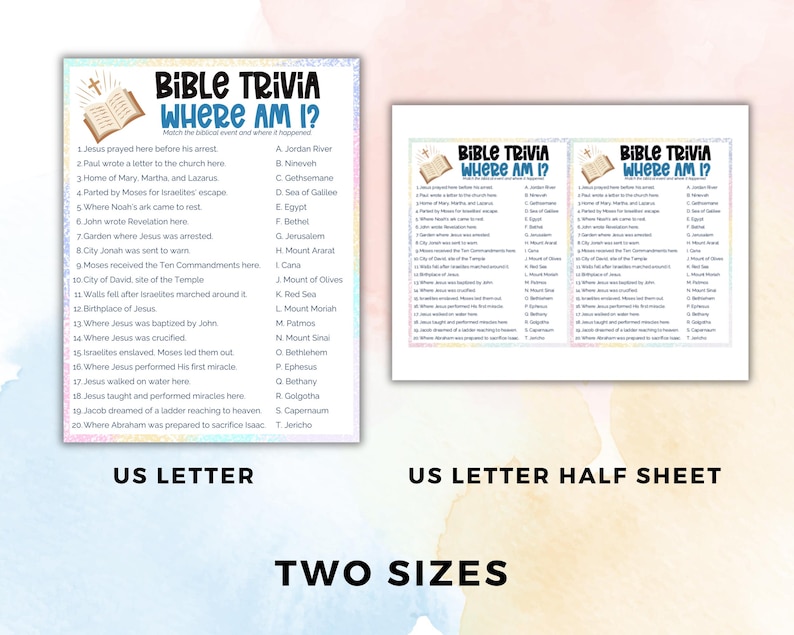 Bible Trivia Game for Adults, Sunday School Games, Bible Games for ...