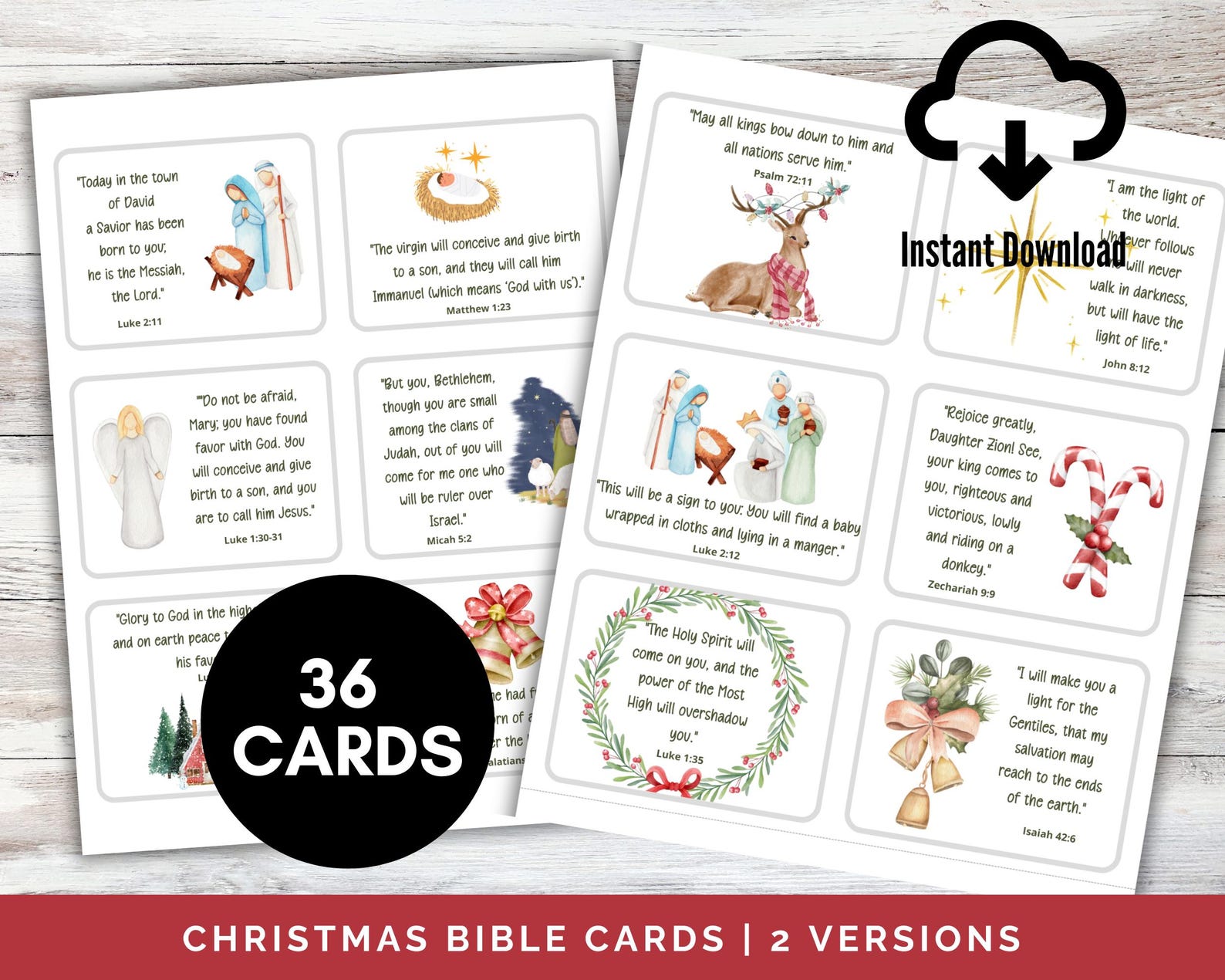 Christmas Bible Verse Printable Cards, Bible Tract Cards Christmas ...