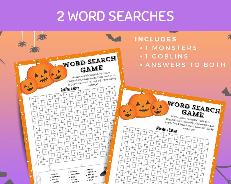 Halloween Printable Activity Pack for Kids Halloween Word Search Easy ...