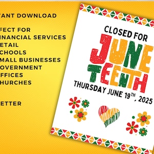 Closed for Juneteenth Printable Sign, Juneteenth Closed Sign, Closed ...
