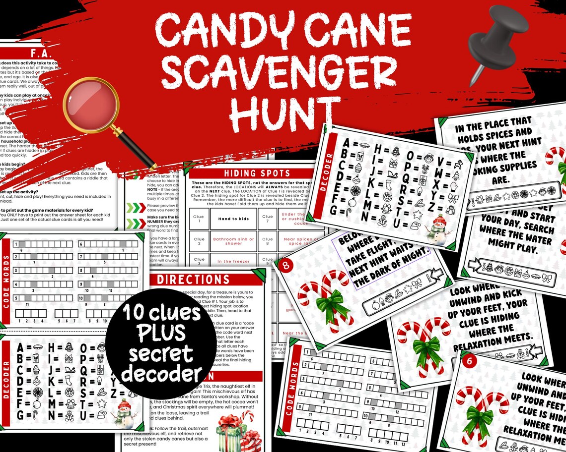 Candy Cane Scavenger Hunt Christmas, Indoor Christmas Scavenger Hunt ...