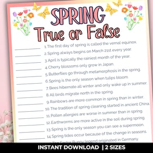Spring Trivia Games, Spring Quiz, Garden Party Games, Spring Party Game ...