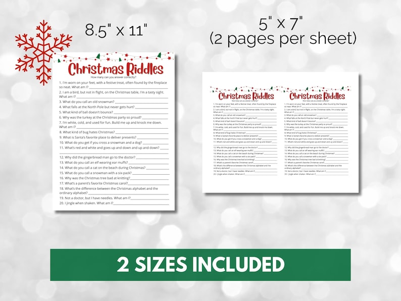 Christmas Riddles Who Am I, Printable Christmas Party Game, Kids ...