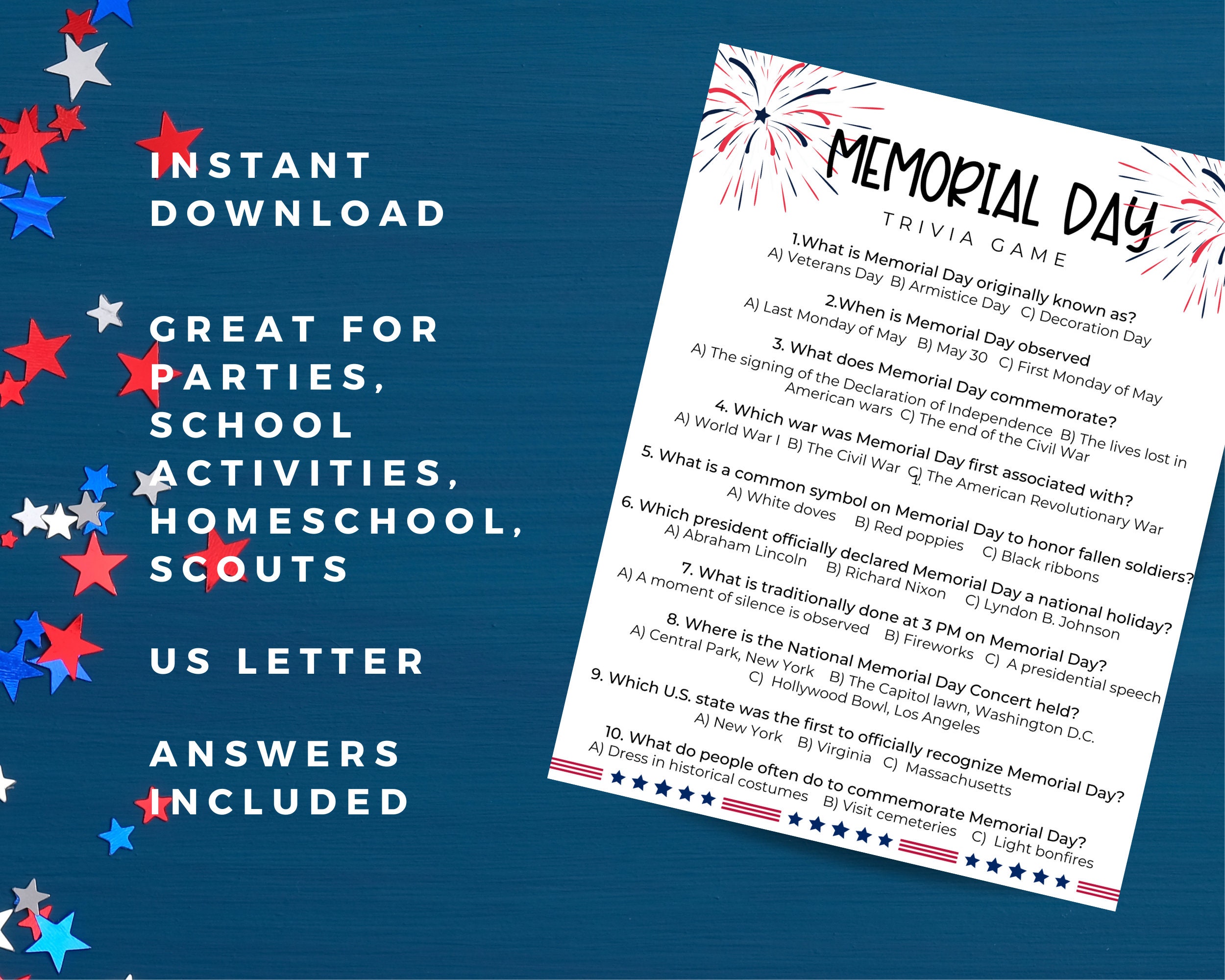 Memorial Day Party Games | Printable Memorial Day Games | Memorial Day ...