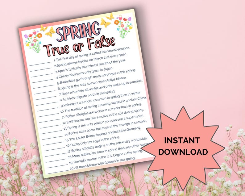 Spring Trivia Games, Spring Quiz, Garden Party Games, Spring Party Game ...