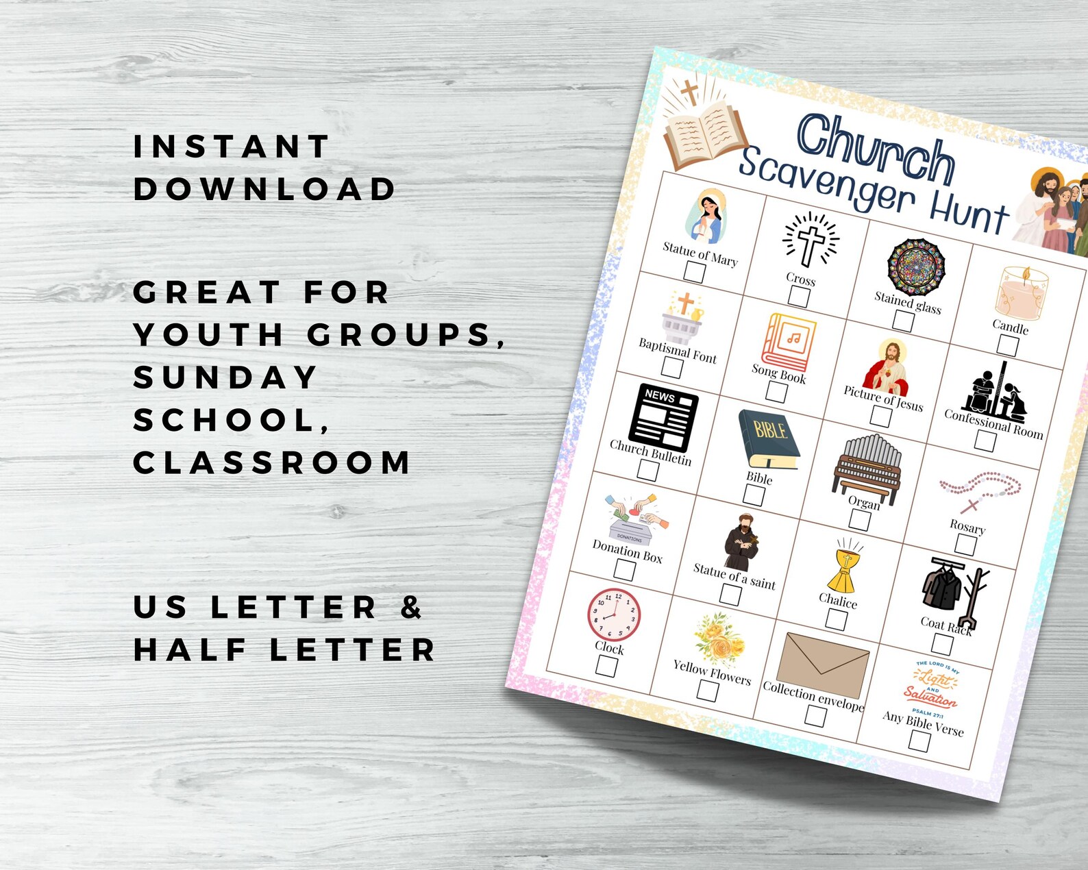Church Scavenger Hunt Printable, Church Scavenger Hunt for Kids ...