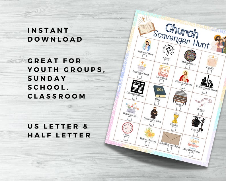 Church Scavenger Hunt Printable, Church Scavenger Hunt for Kids ...