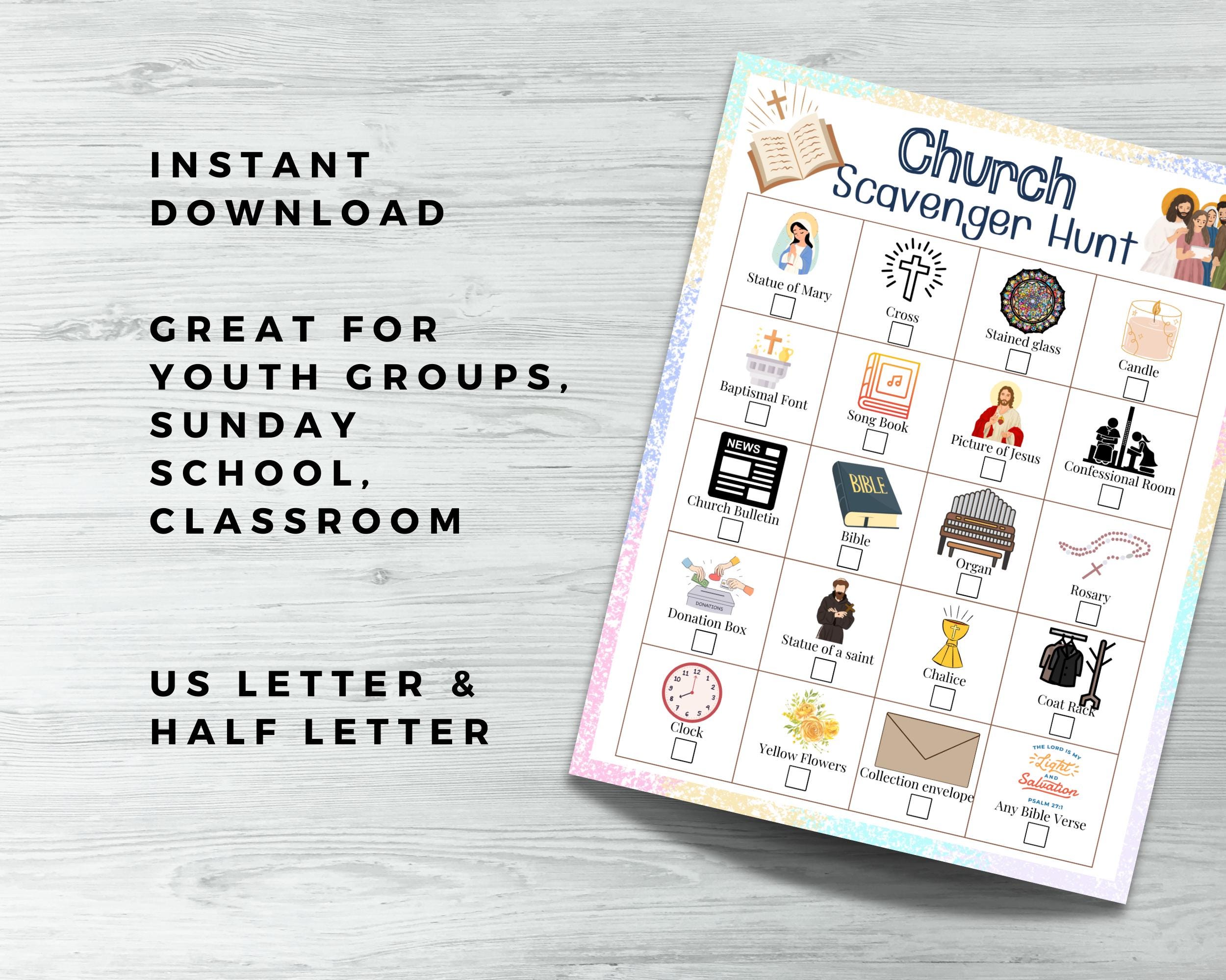 Church Scavenger Hunt Printable, Church Scavenger Hunt for Kids ...