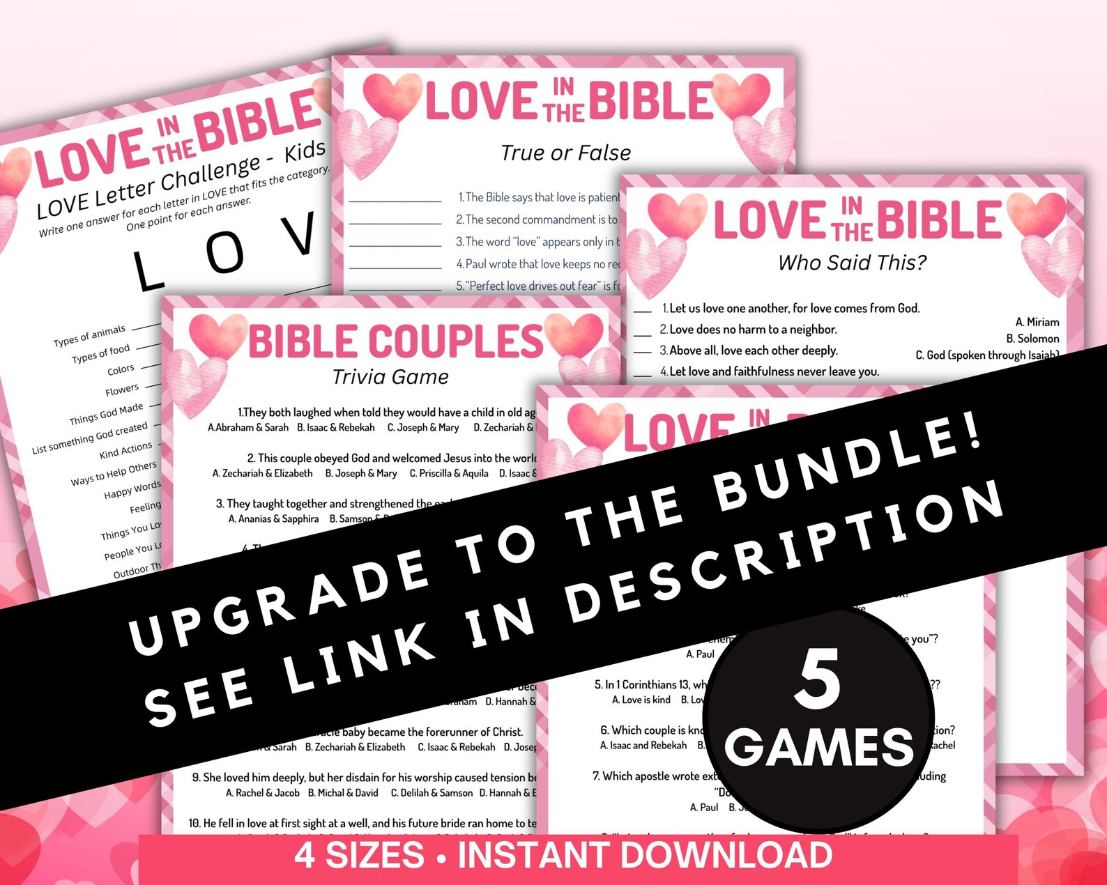 Christians Valentine Trivia Game, Valentines Bible Matching Game, Bible Verses About Love ...