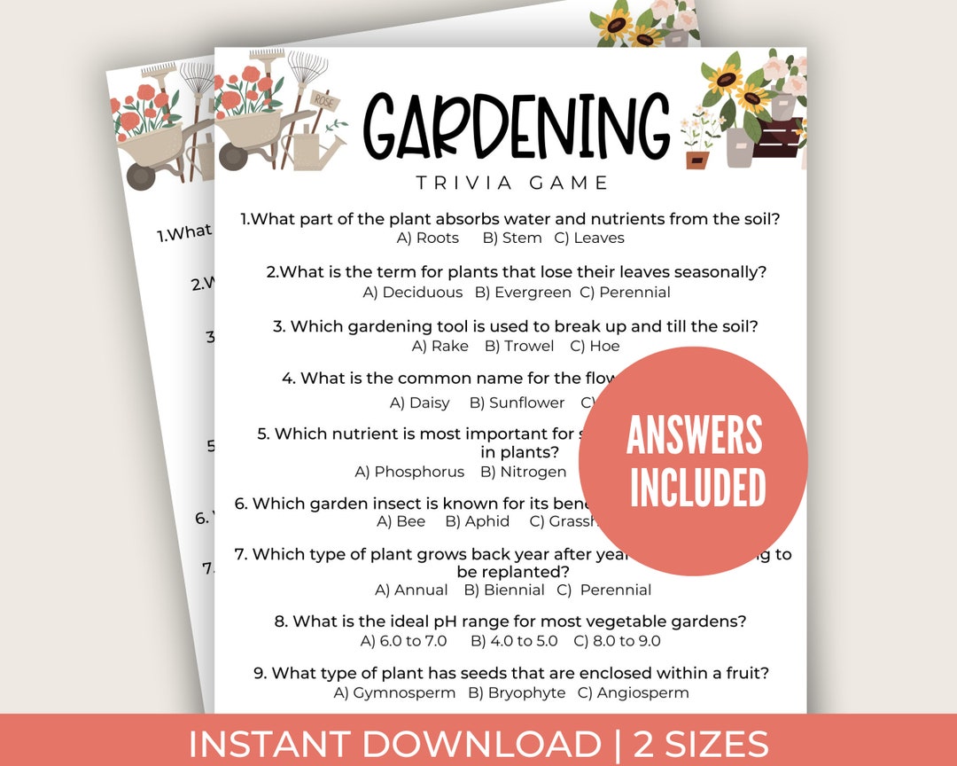 Gardening Trivia Game Printable | Gardening Trivia | Gardening Trivia ...