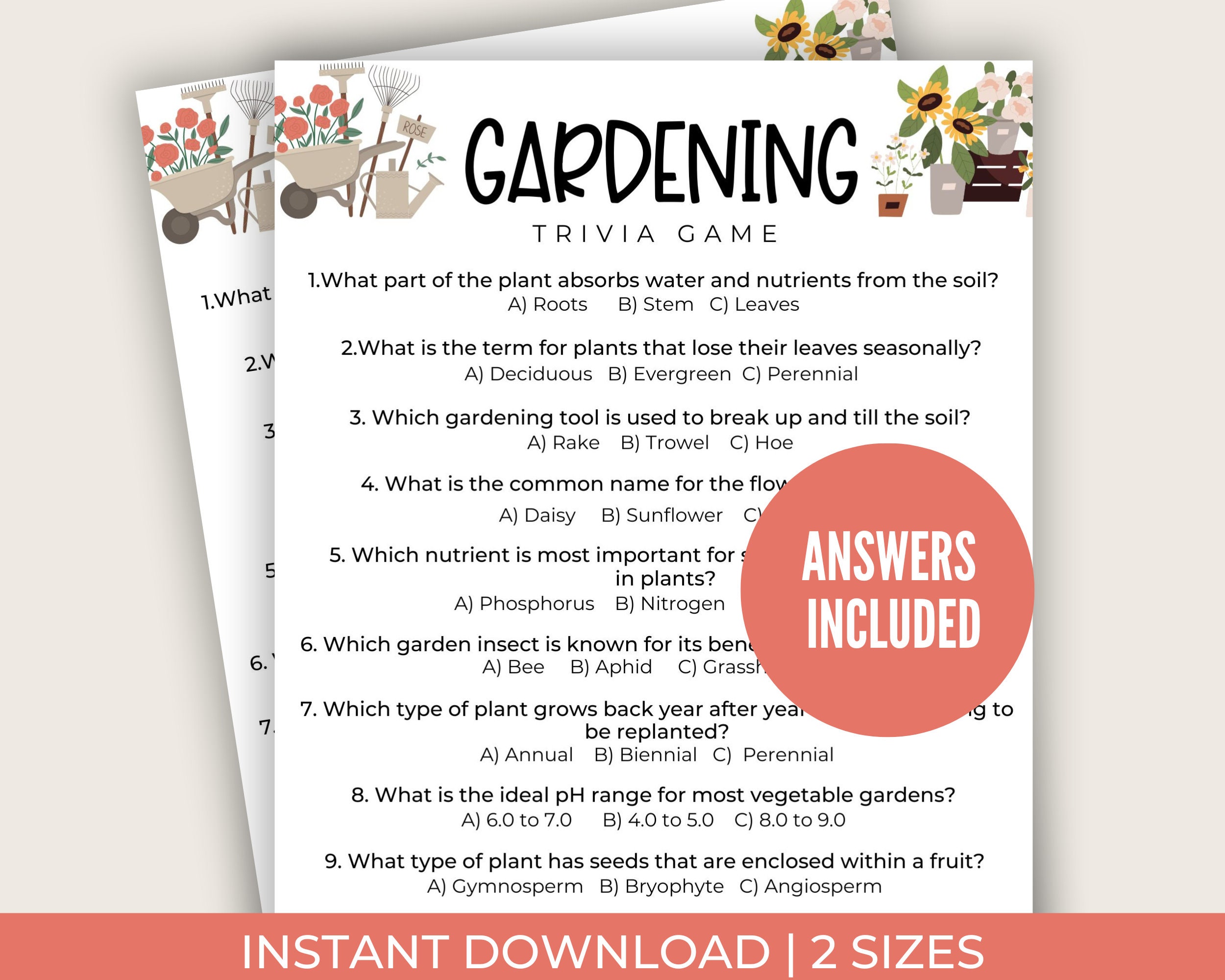 Gardening Trivia Game Printable | Gardening Trivia | Gardening Trivia ...