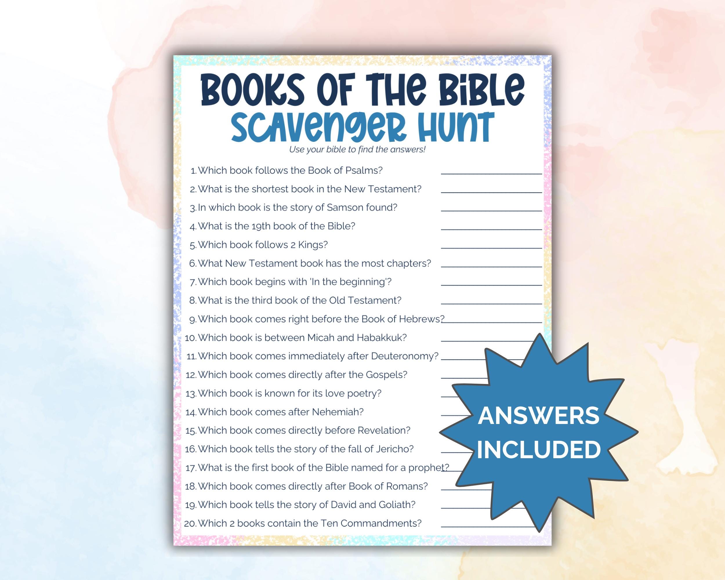 Bible Scavenger Hunt Bible Trivia, Womens Retreat Games, Scripture ...
