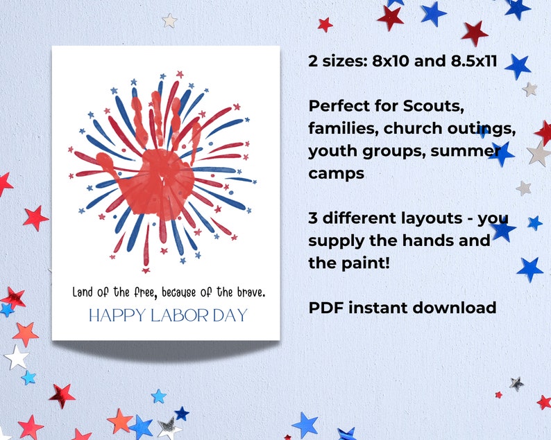 Labor Day Handprint Art Labor Day Printable Activities Craft for Labor ...