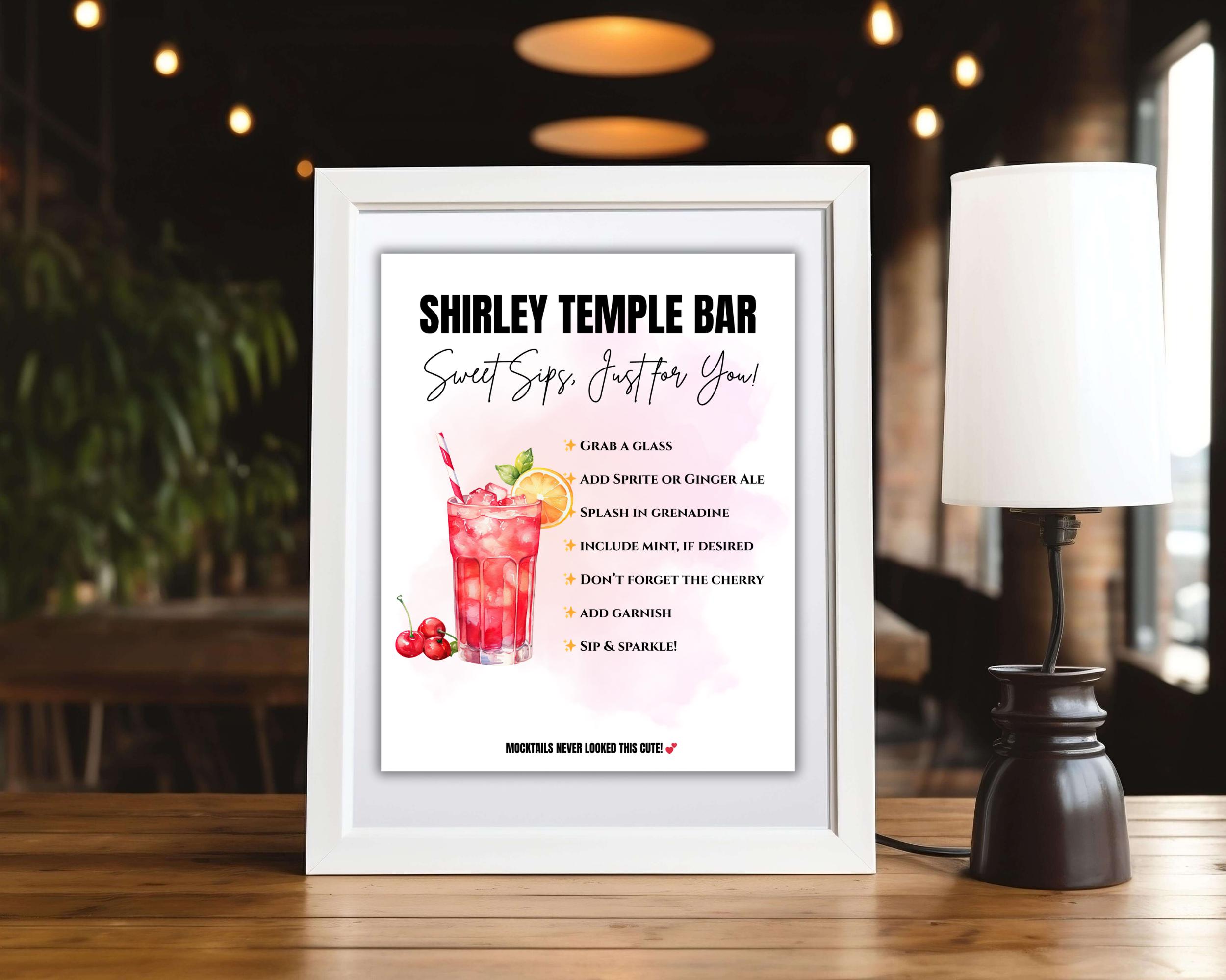 Shirley Temple Bar Sign, Shirley Temple Sign, Soda Bar Sign, Signature ...