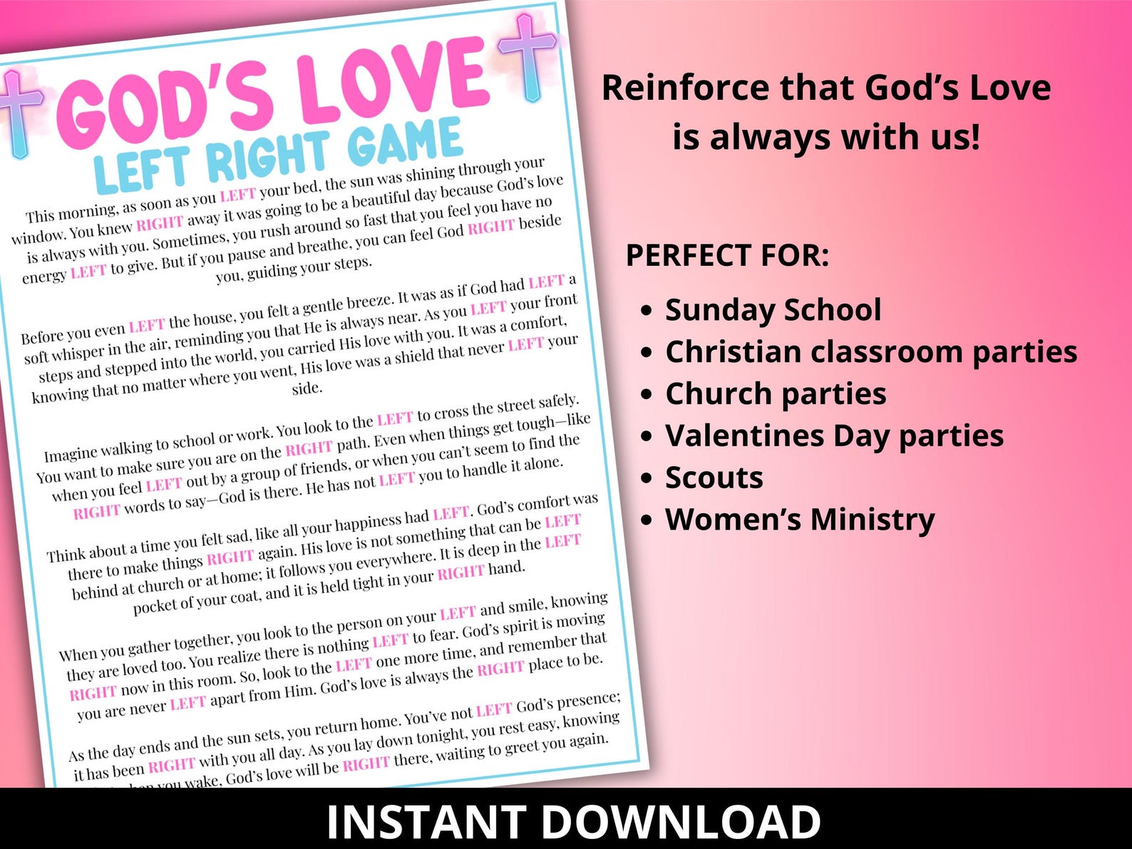 Gods Love Game, Christian Left Right Game, Bible Left Right Gift Swap ...