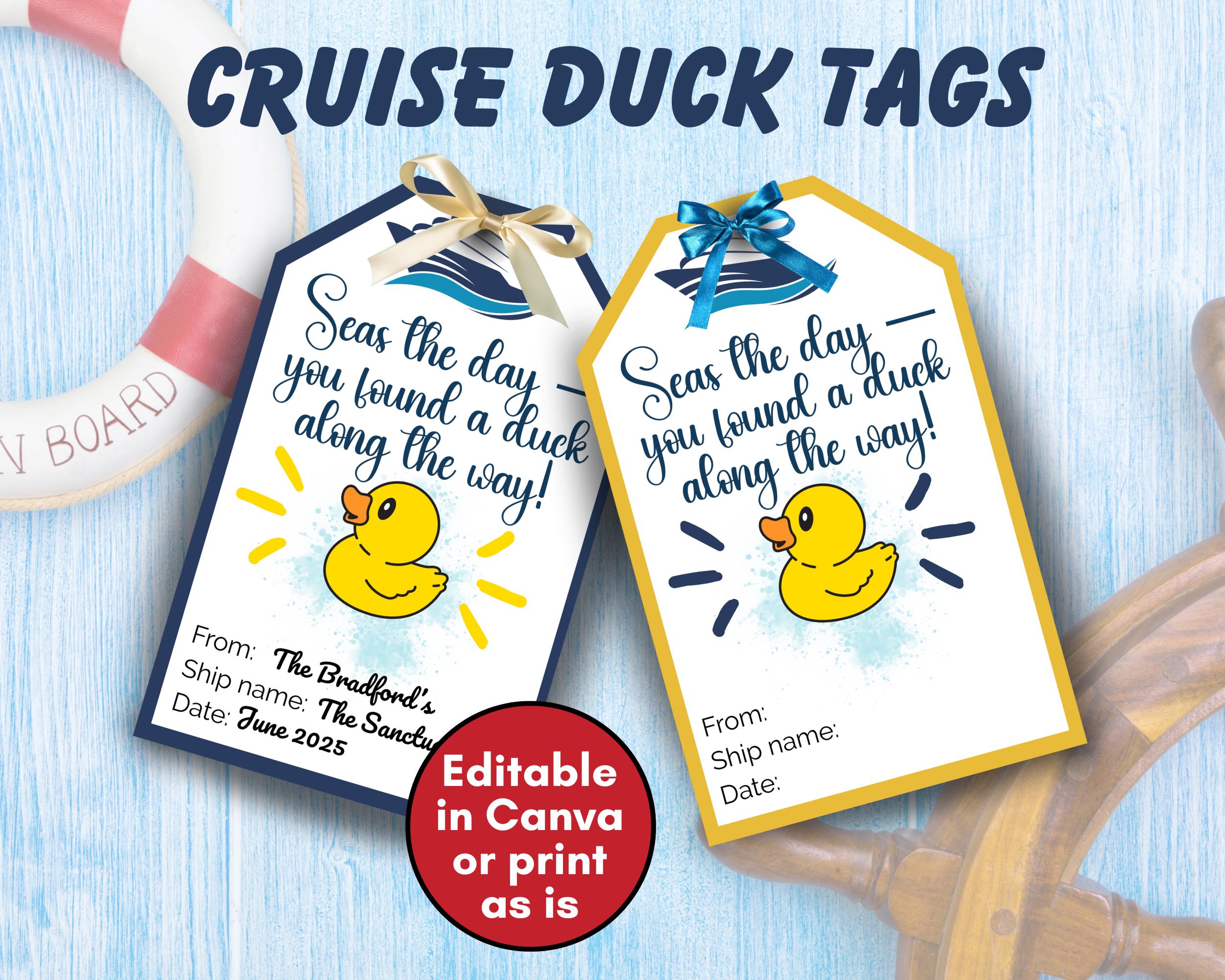 Cruise Duck Tags Editable, Cruise Ship Instant Download Editable Duck ...