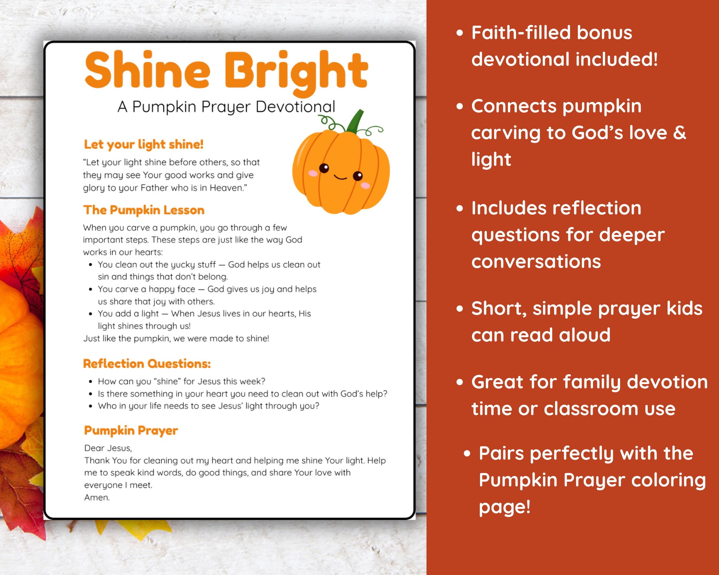 Pumpkin Prayer Craft, Christian Halloween Pumpkin Carving, Sunday ...