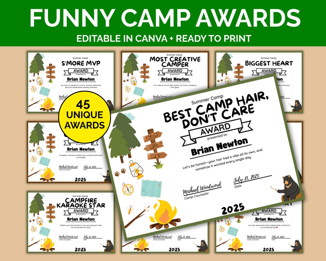 Funny Camp Awards, Summer Camp Awards, Girls Camp Awards, Boys Camp ...