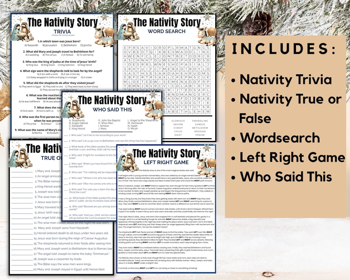 Nativity Trivia, Christmas Games, Nativity Printable, Holiday Trivia ...