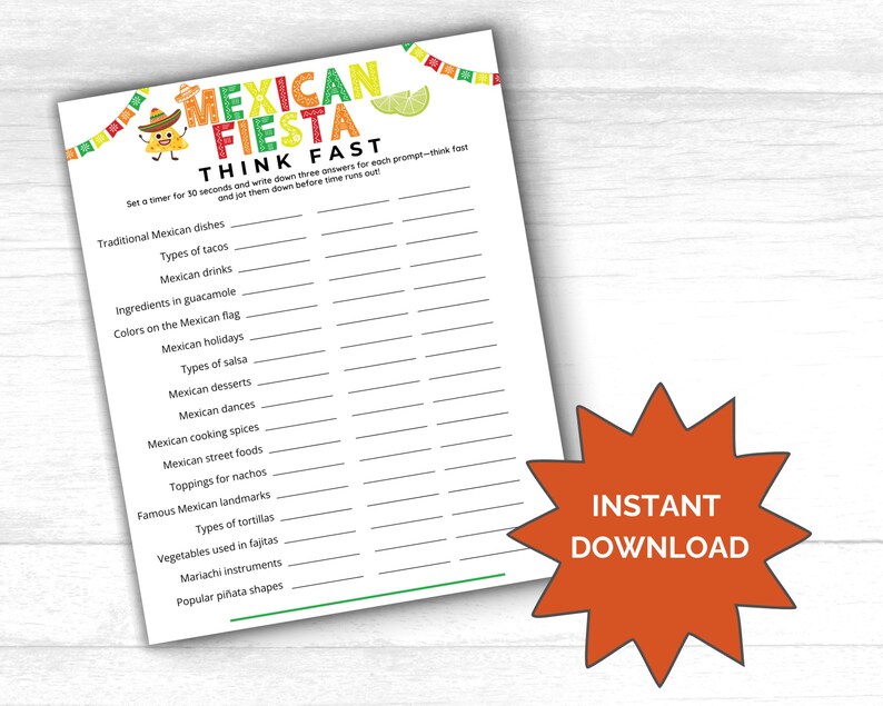 Mexican Fiesta Trivia Games, Taco Party Games, Fiesta Games, Fiesta ...