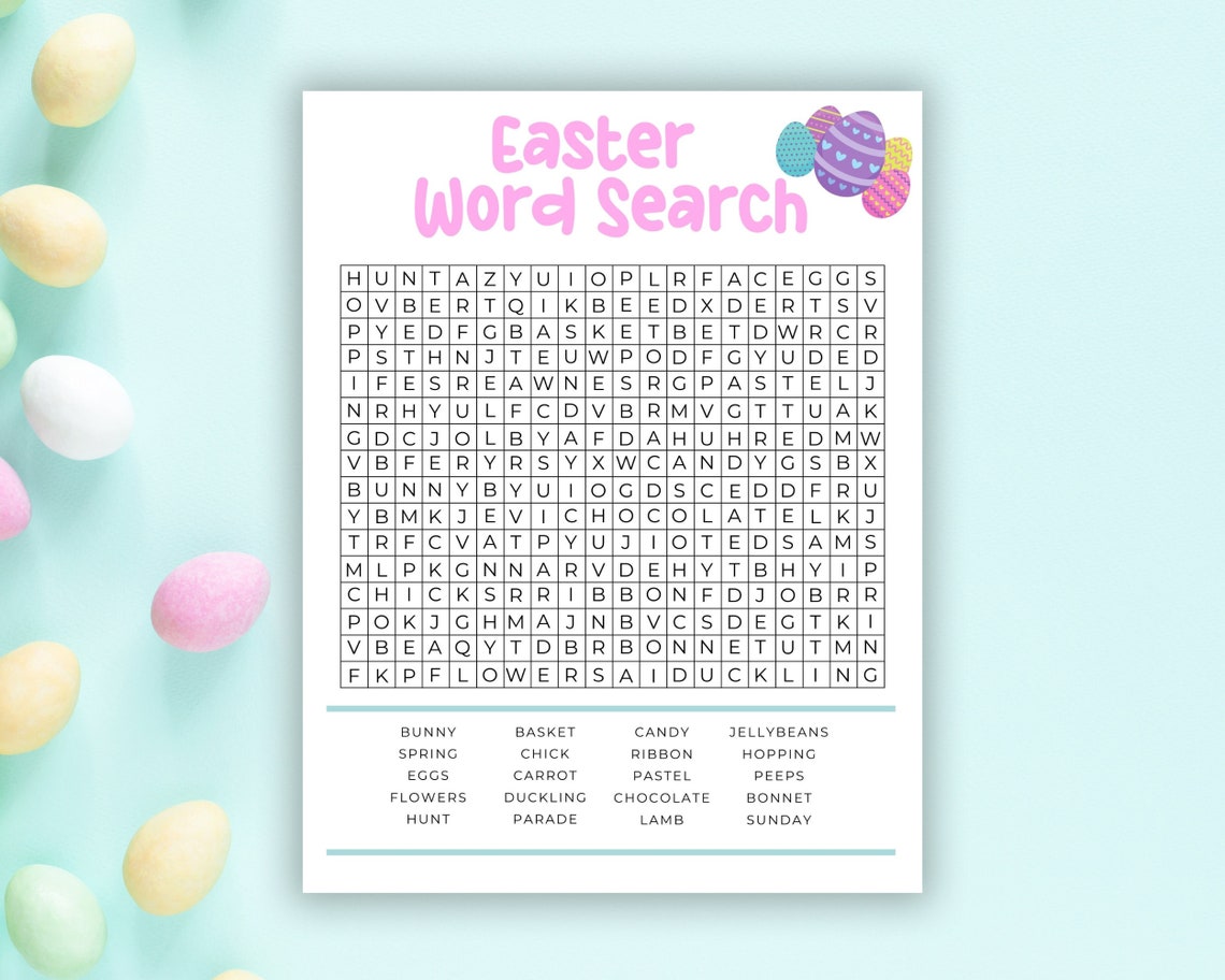 Kids Easter Wordsearch Easter Printable Game Easter Word Search for ...