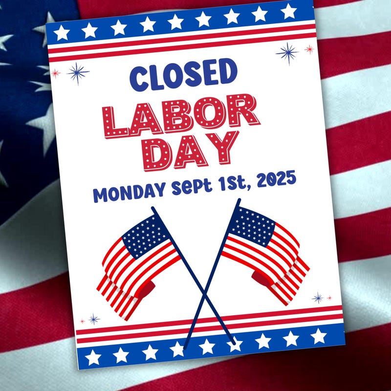 Closed on Labor Day Holiday Sign - Etsy