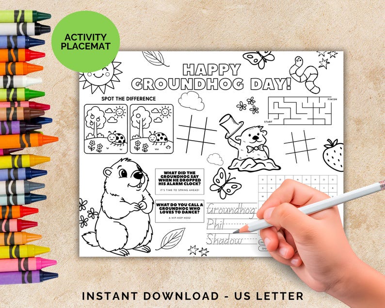 Groundhog Day Activities, Groundhog Printable Coloring, Preschool ...