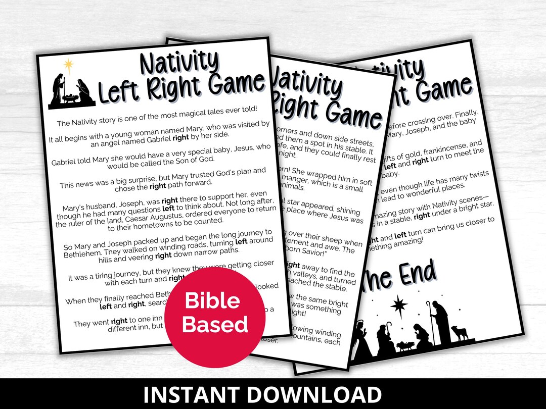 Nativity Left Right Story, Bible Left Right Christmas Game, Womens ...