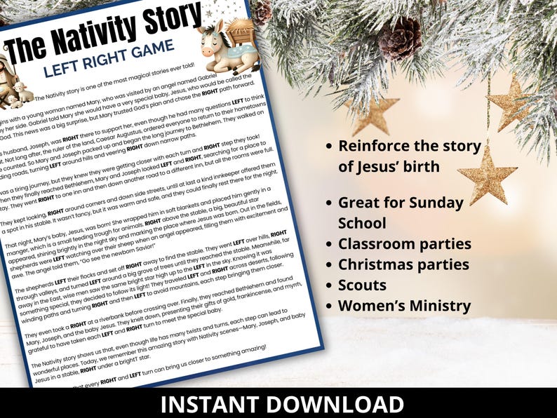 Nativity Left Right Game, Left Right Christmas, Gift Swap Game ...