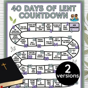 40 Days of Lent Countdown Calendar, Printable Lenten Activities for ...