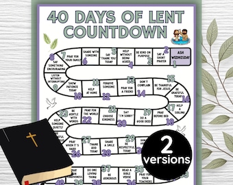 40 Days of Lent Countdown Calendar, Printable Lenten Activities for ...