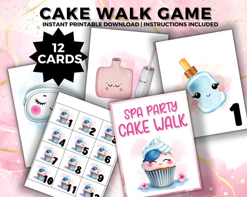 Spa Party Games Printable, Spa Party Cake Walk Printable, Printable ...