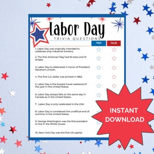 Printable Labor Day Quiz Labor Day Trivia Labor Day Printable ...