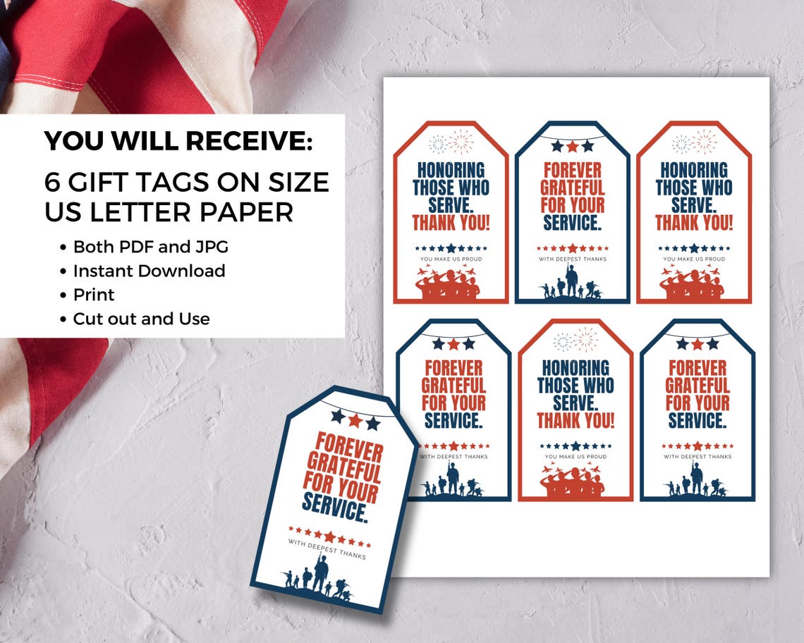 Veterans Day Gift Tags Printable, Veterans Day Gift Tag, Veterans Day ...