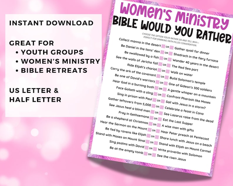 Bible Would You Rather, Bible Games, Womens Retreat Games, Womens ...