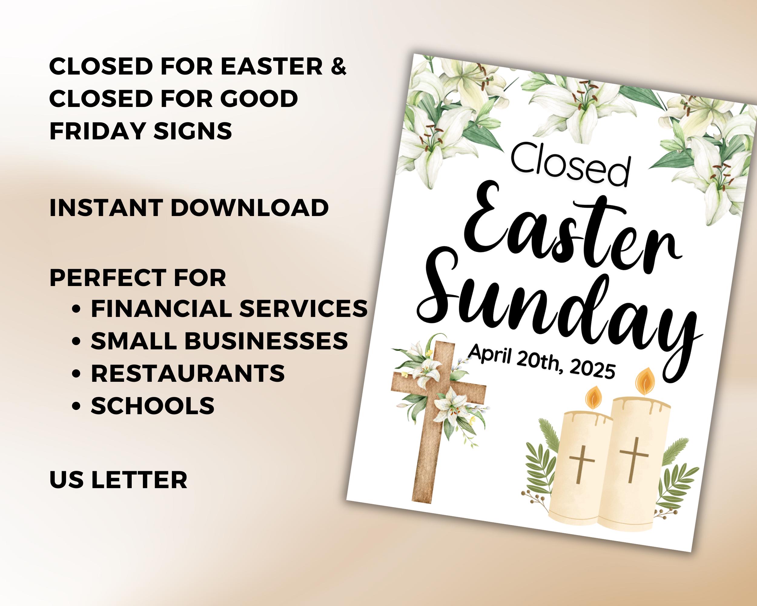 Closed for Easter Sign, Holiday Closed Sign, Closed for Easter ...