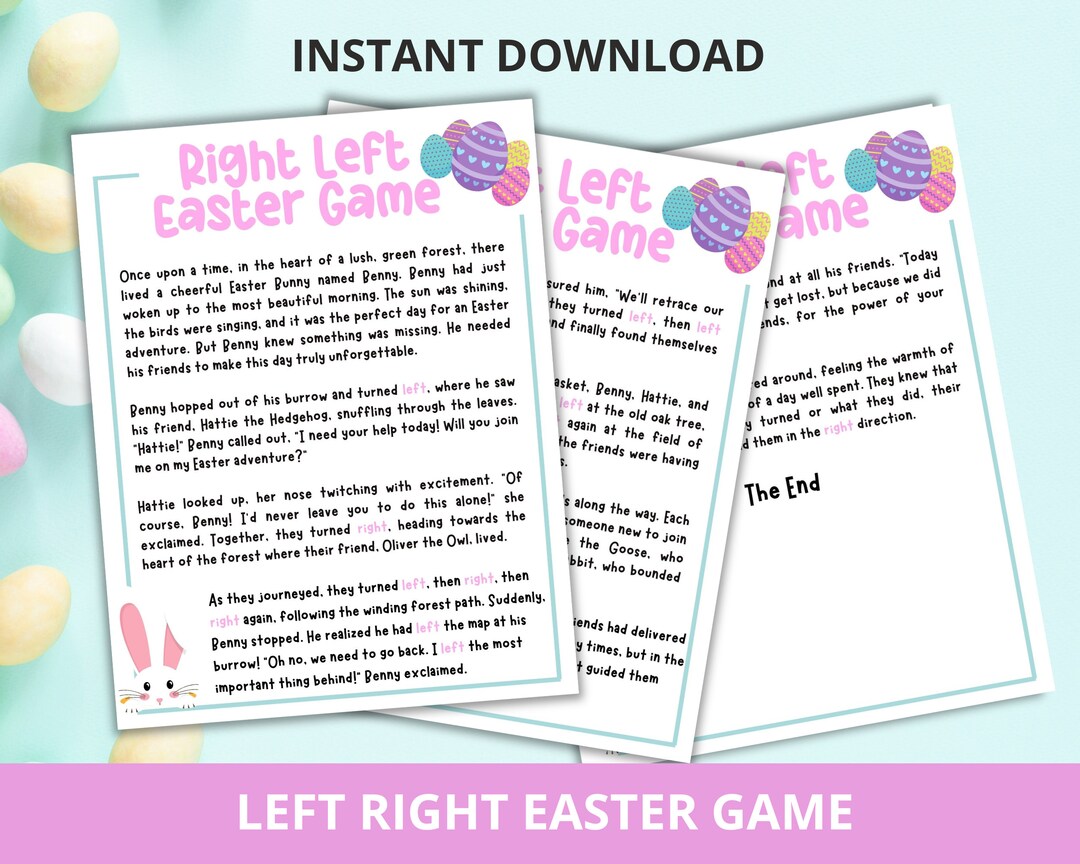 Right Left Easter Game Easter Left Right Game Easter Pass the Present ...