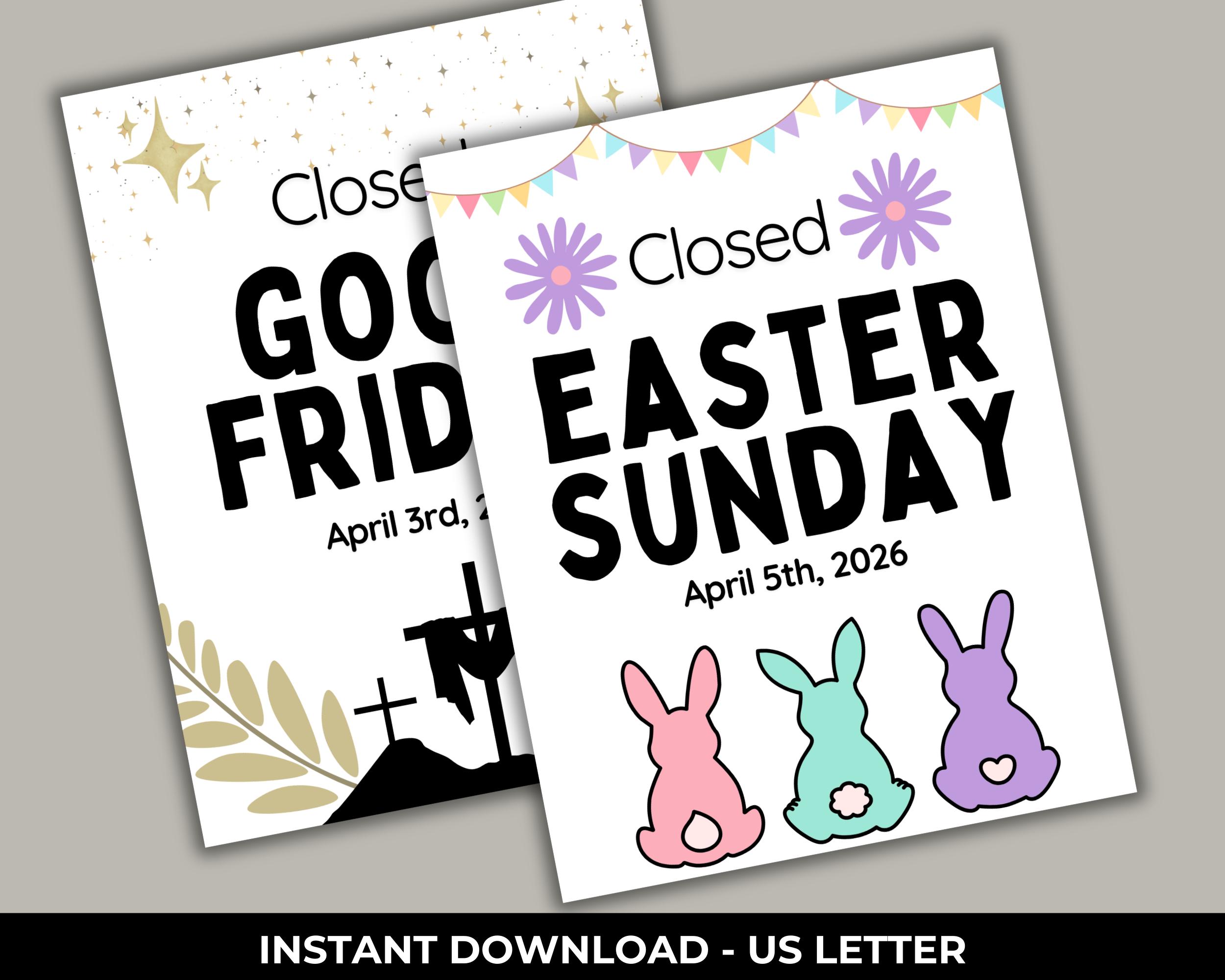 Closed for Easter Printable Sign, Good Friday Closed Sign, Easter ...