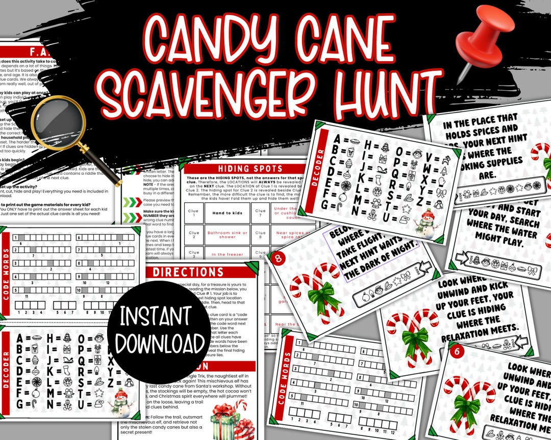 Candy Cane Scavenger Hunt Christmas, Indoor Christmas Scavenger Hunt ...