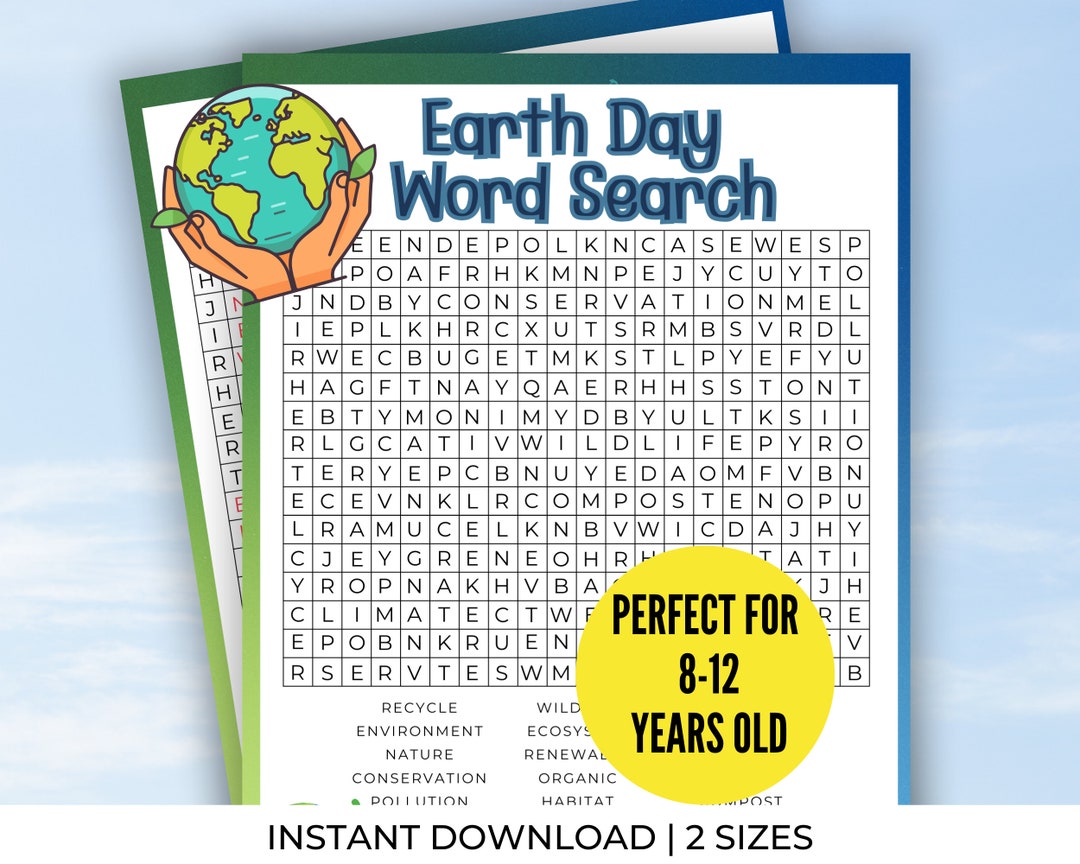 Earth Day Word Search, Printable Earth Day, Earth Day Activity, Earth ...