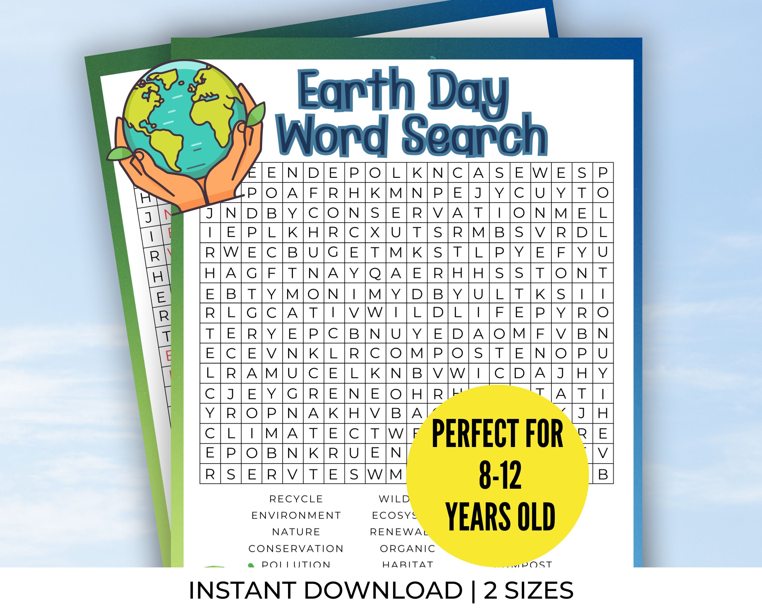 Earth Day Word Search, Printable Earth Day, Earth Day Activity, Earth ...
