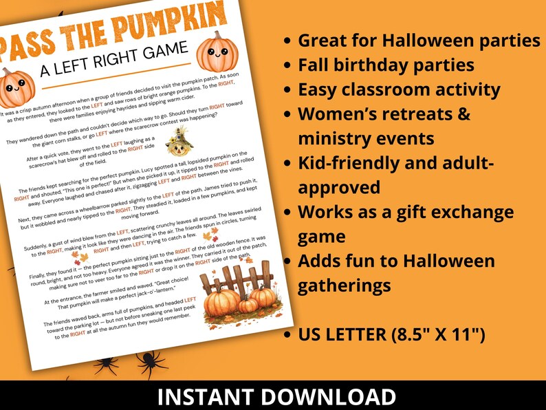 Pass the Pumpkin Game, Halloween Left Right Poem, Pass the Prize Game ...