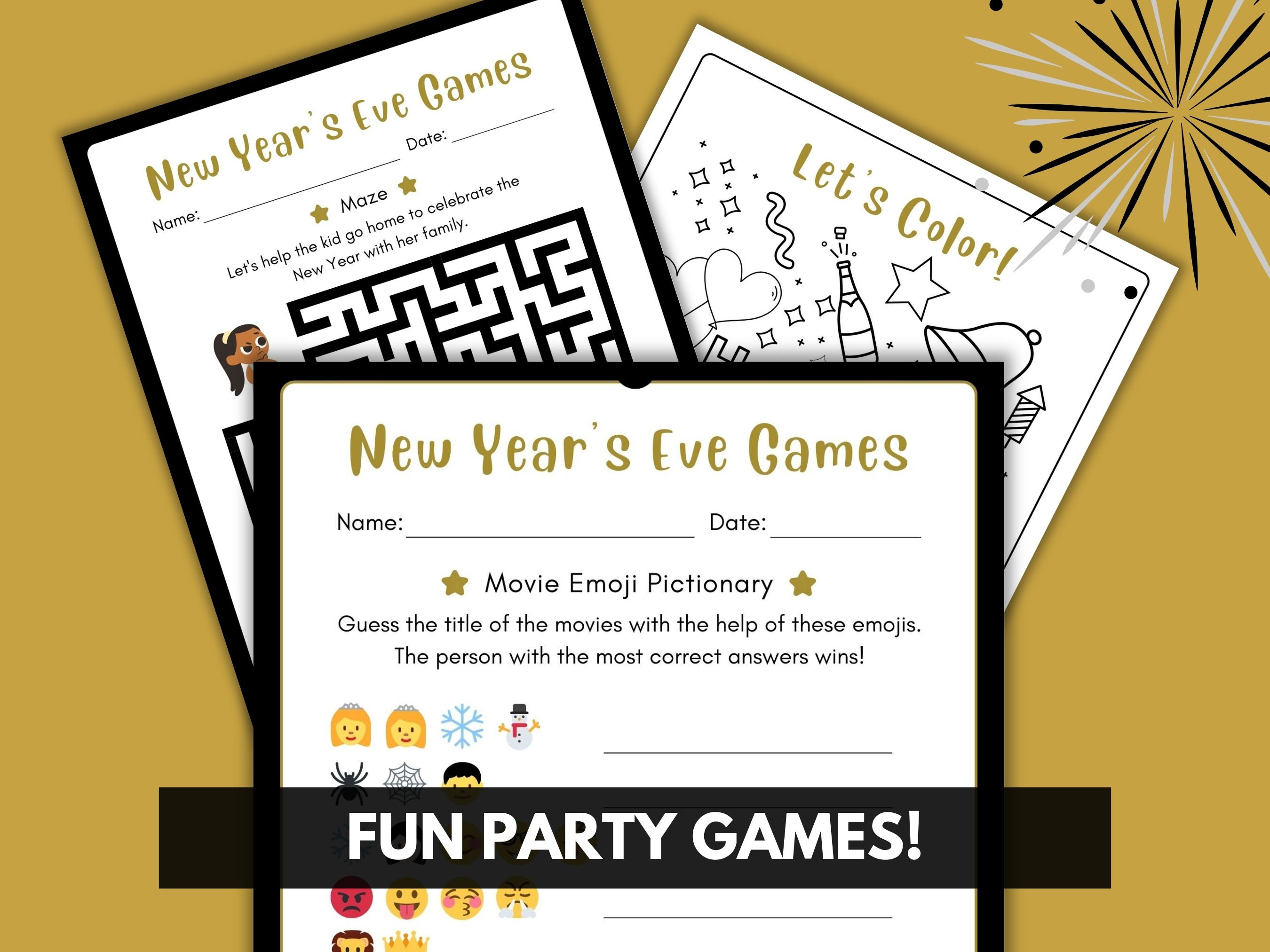 New Year's Eve Games Activities for Kids Printable New Year's Eve Games ...