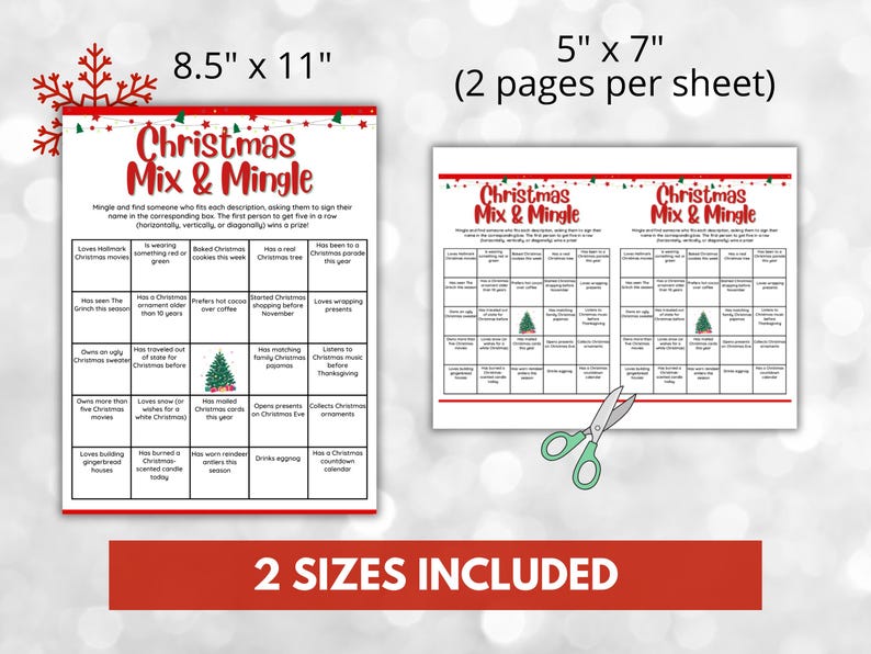 Holiday Mingle Bingo, Christmas Mix and Mingle Bingo, Holiday Human ...