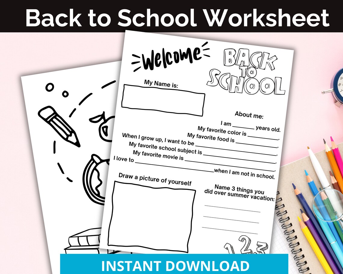 First Day of School Worksheet Printable Back to School Interview First ...