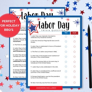 Labor Day Trivia Games Printable, Labor Day Worksheets, Labor Day ...