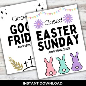 Closed for Easter Printable Sign, Good Friday Closed Sign, Easter ...