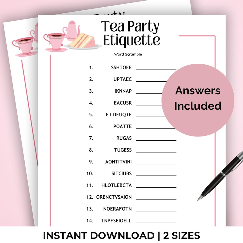Tea Party Etiquette Game - Etsy